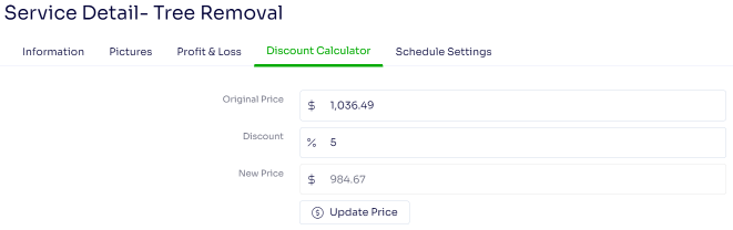 Using the Service Discount Calculator