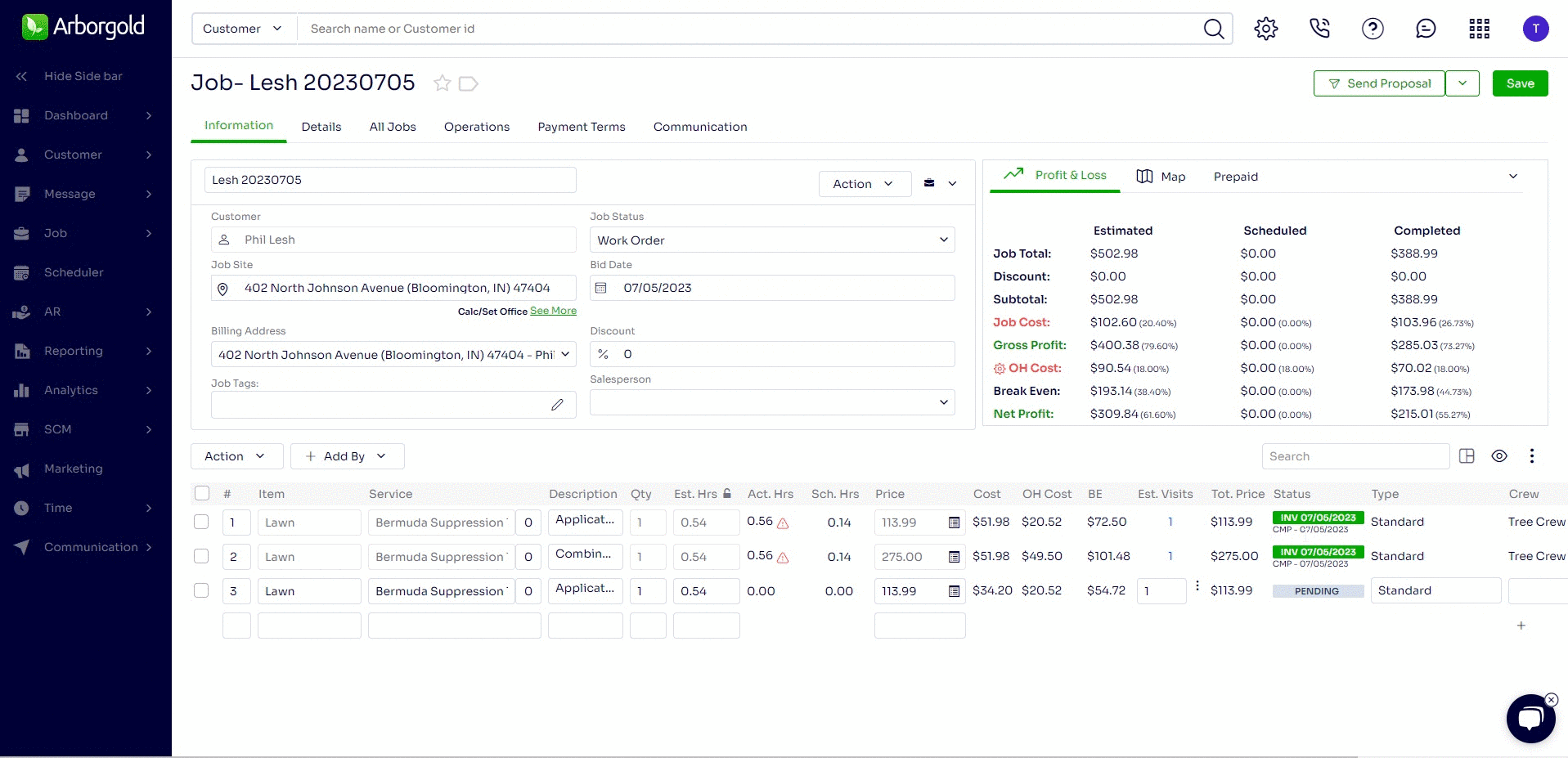 Customizing Columns in the Job Information Page