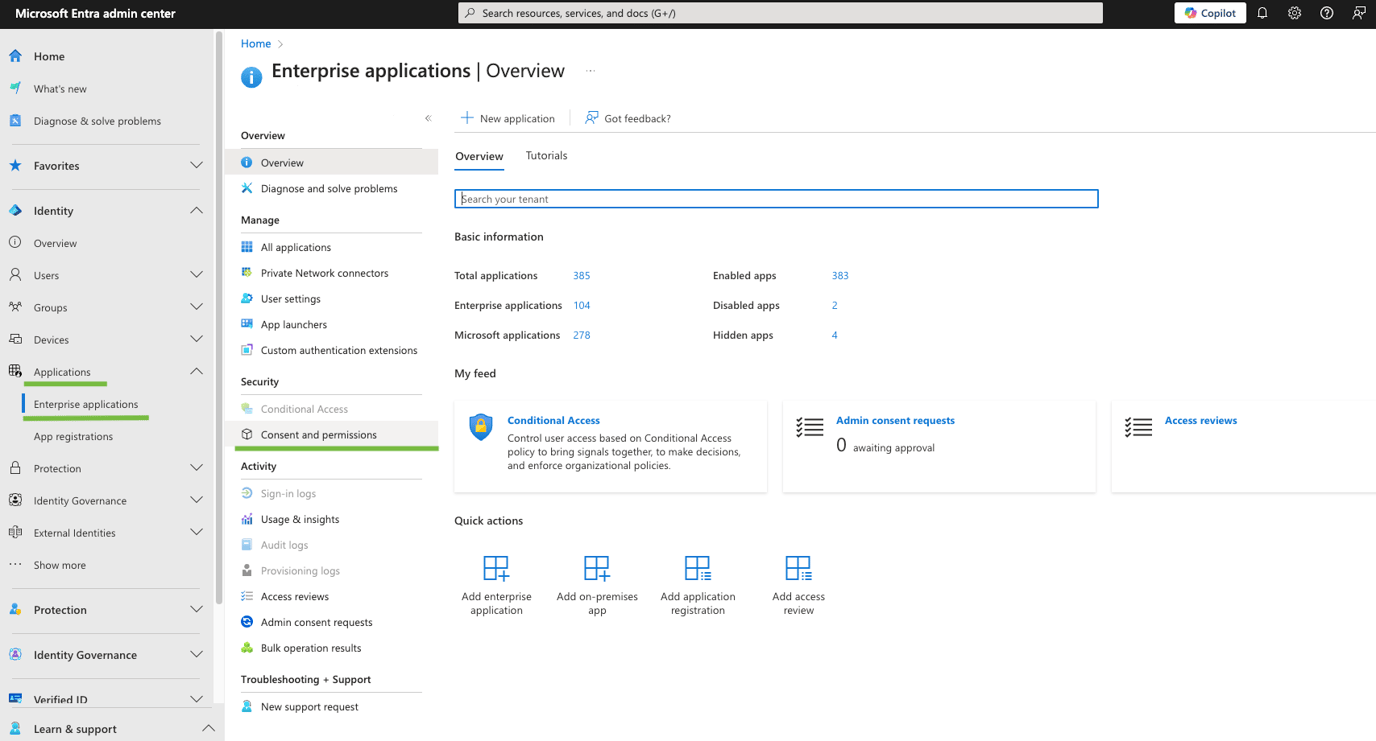 Managing user and admin consent in Microsoft Entra
