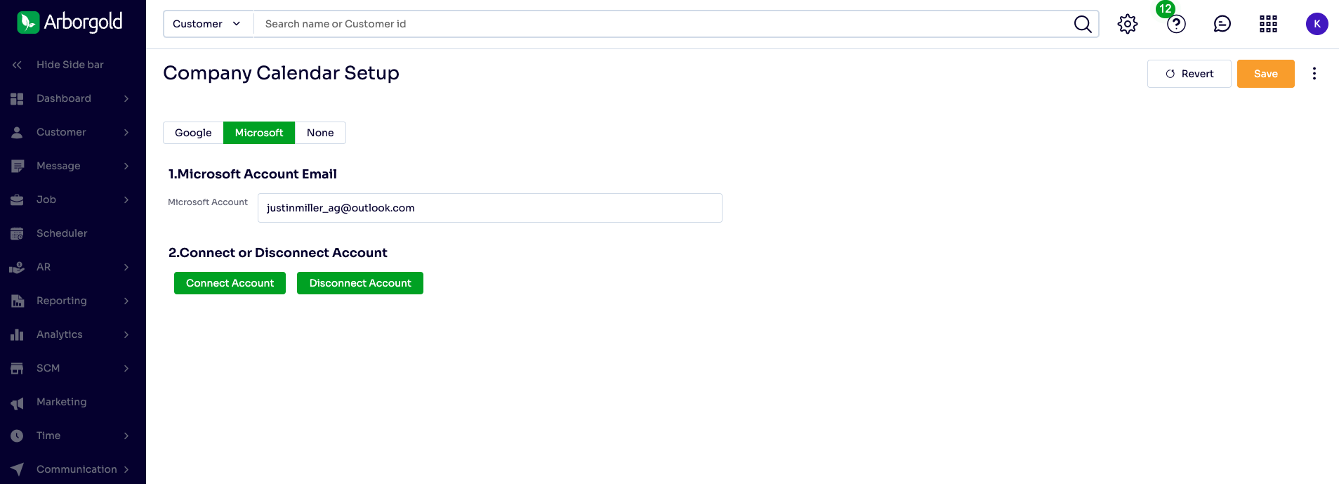 Microsoft Calendar Setup with Arborgold