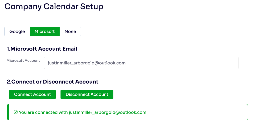 Microsoft Calendar Setup with Arborgold