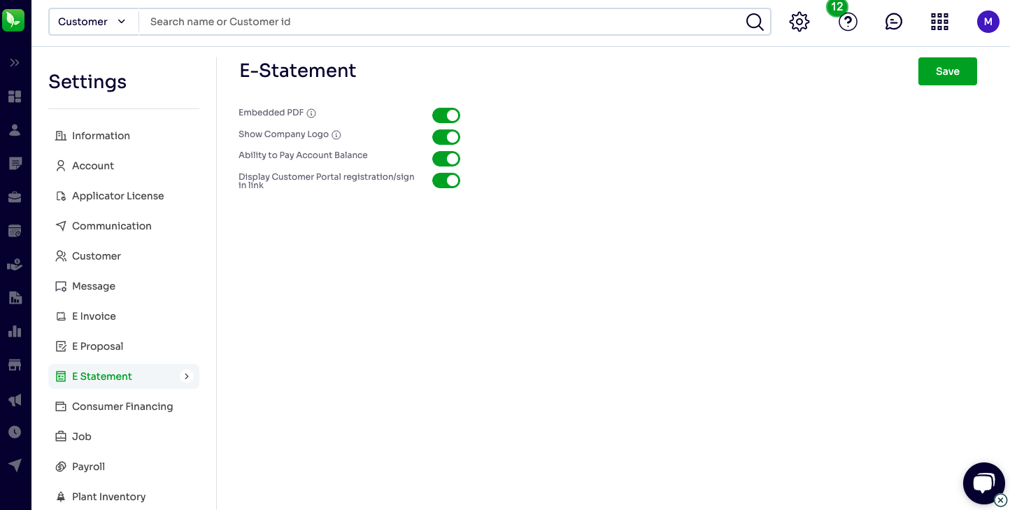 E-Statement and E-Statement Settings